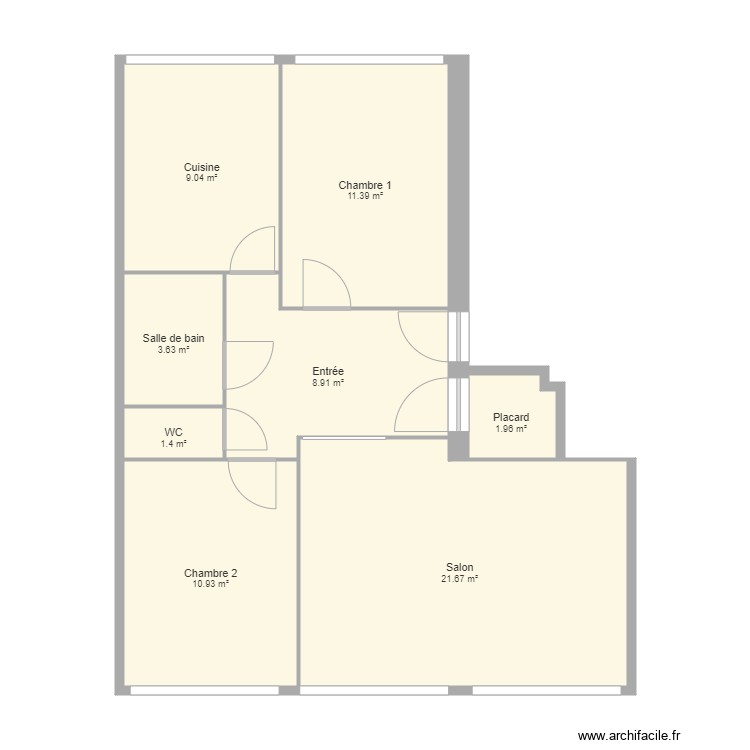 Appartement - Plan 8 pièces 69 m2 dessiné par Shimka