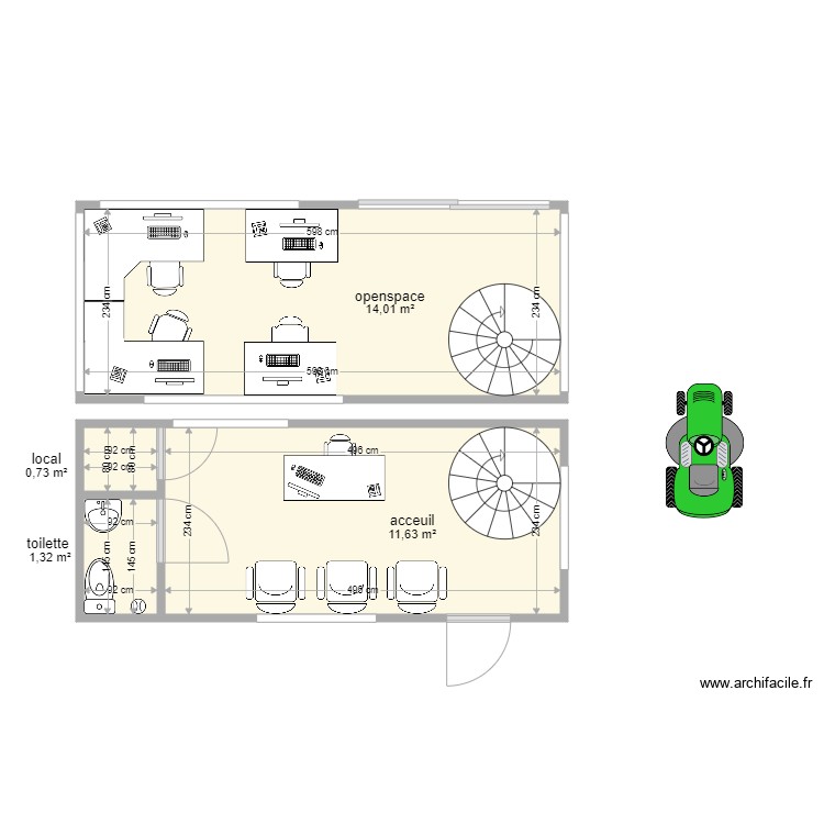 Plan – conteneur bureau – Par valentin benghazi ️ | ArchiFacile