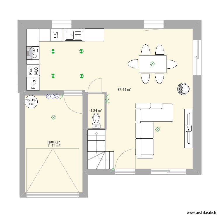 MAISON RDC - Plan 3 pièces 50 m2 dessiné par Etienne Klara