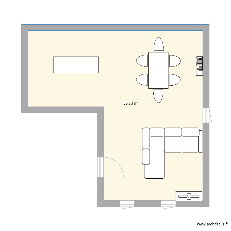 Salon divan angle - Plan 1 pièce 37 m2 dessiné par VirginieCa