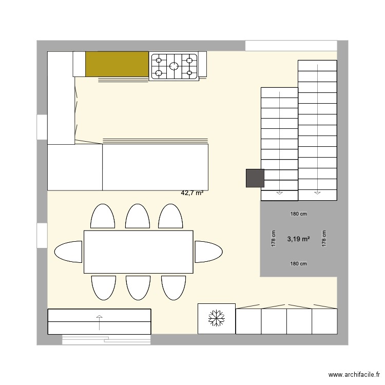 Cuisine Salon Crolles - Plan dessiné par Tuileur