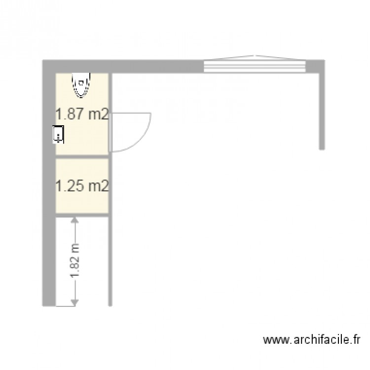 WC avant travaux - Plan dessiné par sarastro