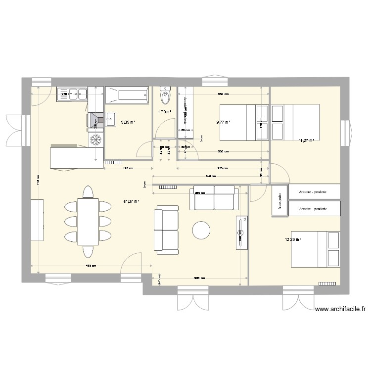 ARIOLI - Plan 6 pièces 87 m2 dessiné par jessica31360