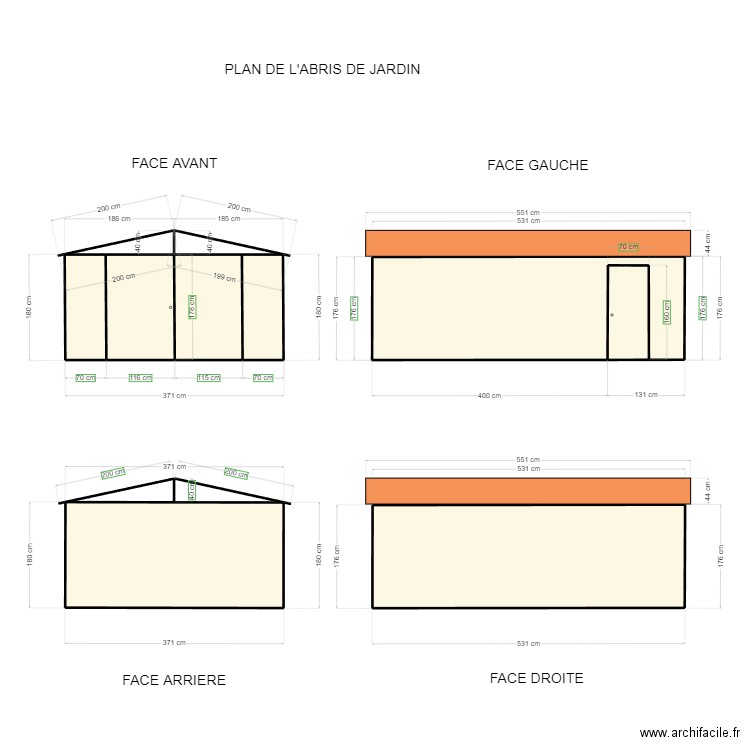 plan de l'abris de jardin - Plan 7 pièces 31 m2 dessiné par Manuel78