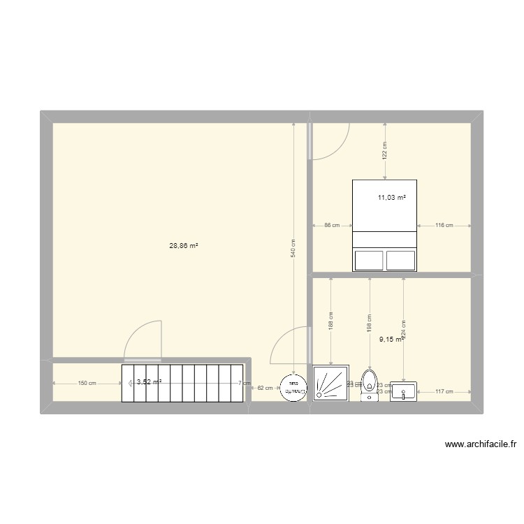 3ieme trelon - Plan 4 pièces 53 m2 dessiné par Myke59740