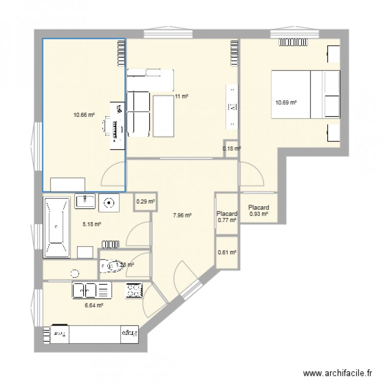 Appartement F3 1 - Plan dessiné par fannysauvion