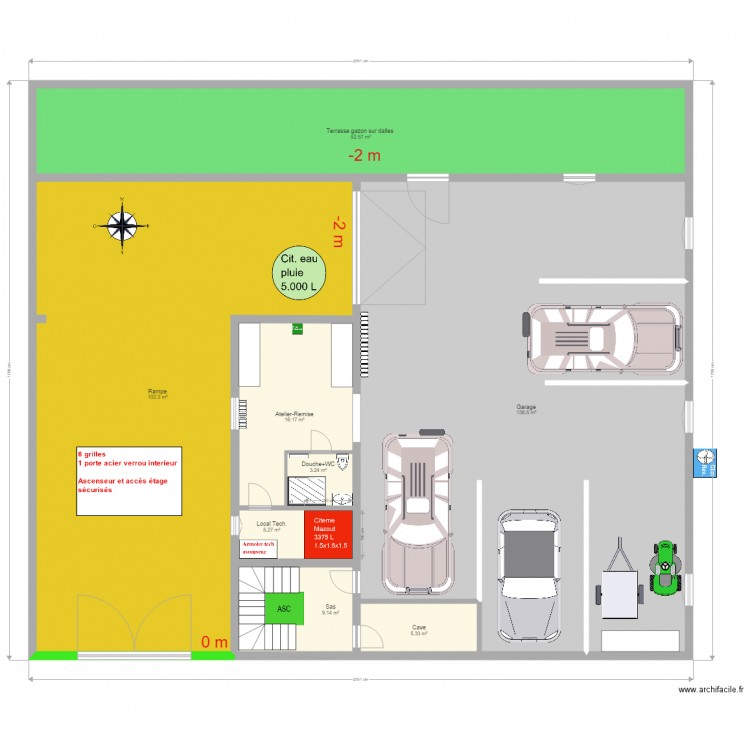 Plan – sous sol garage avec rampe – Par bhl ️ | ArchiFacile