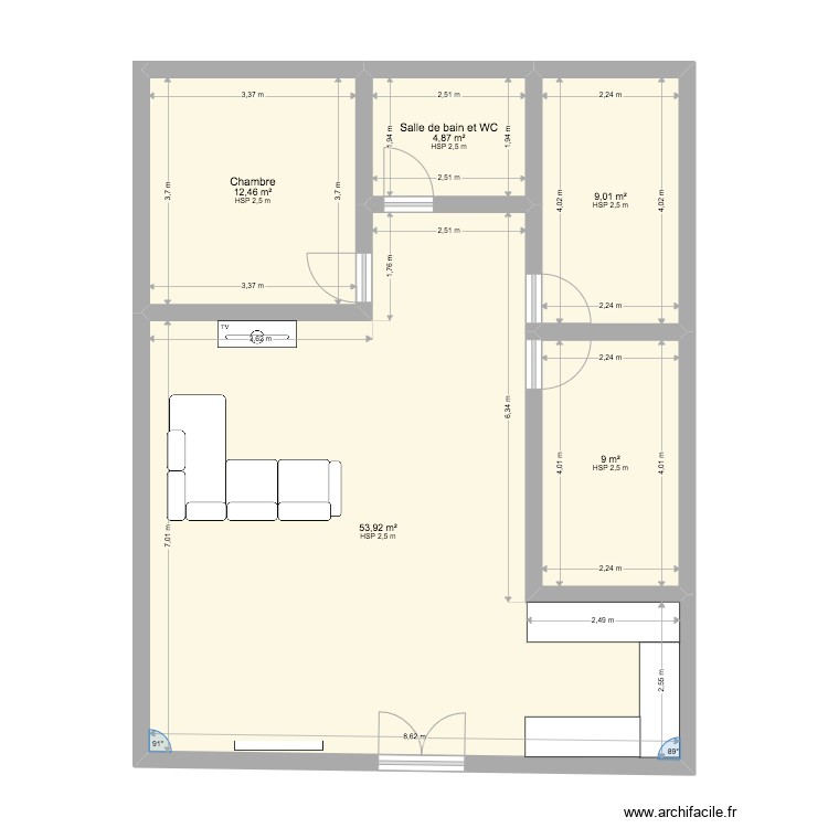 MAISON - Plan 5 pièces 89 m2 dessiné par Dana3108