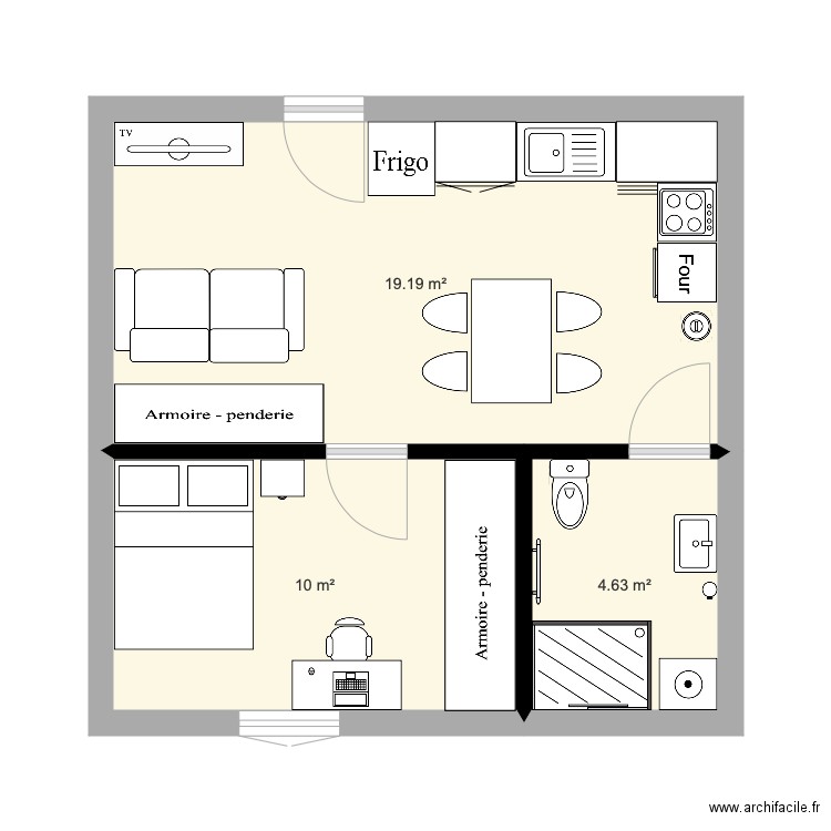 appartement 36m2 - Plan dessiné par alyson1301