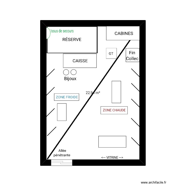 Plan avant - Plan 1 pièce 23 m2 dessiné par mae123