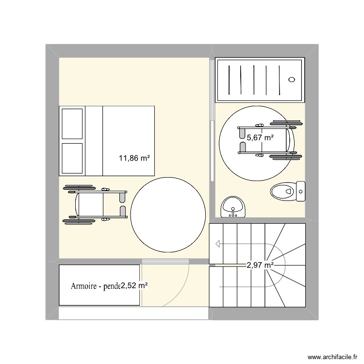 RDC gite lit double - Plan dessiné par Podryi72