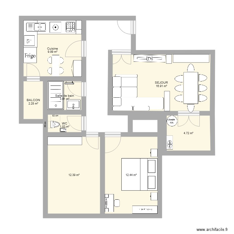 Plan – PLAN F3 V3 – Par FREELANCER-KIM ️ | ArchiFacile