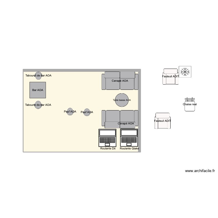 Plan – micro salon V2 – Par playback video ️ | ArchiFacile