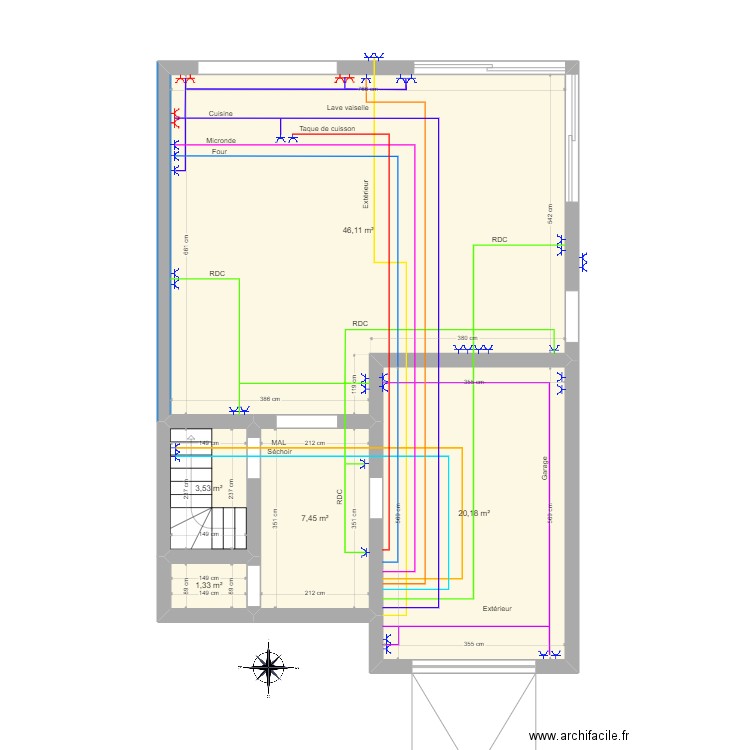Plan RDC Elec - Plan dessiné par quiny1996