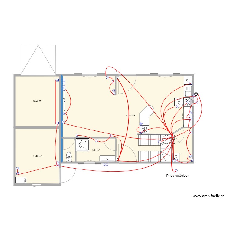 RDC Electricité PRISES - Plan dessiné par nathan81