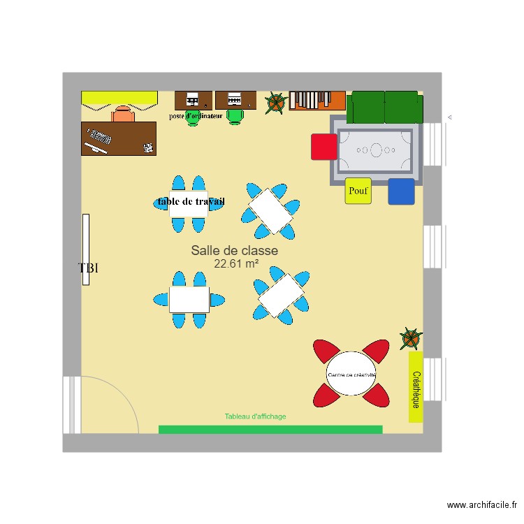 Salle de classe 4e année du primaire - Plan dessiné par nahnouh5