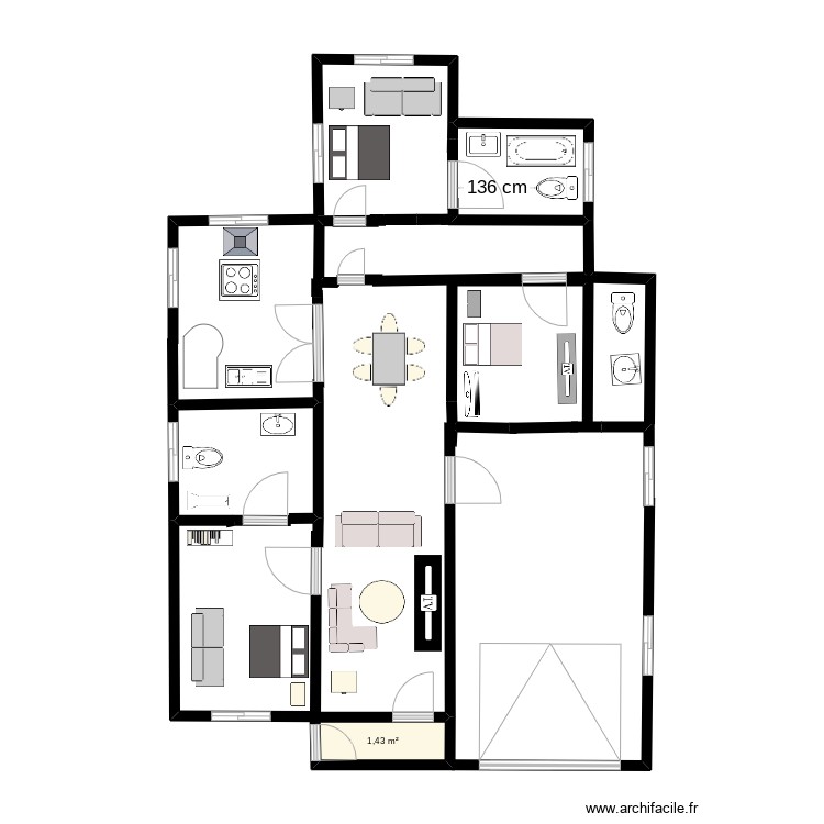 Design d'intérieur - Plan 10 pièces 41 m2 dessiné par diva63