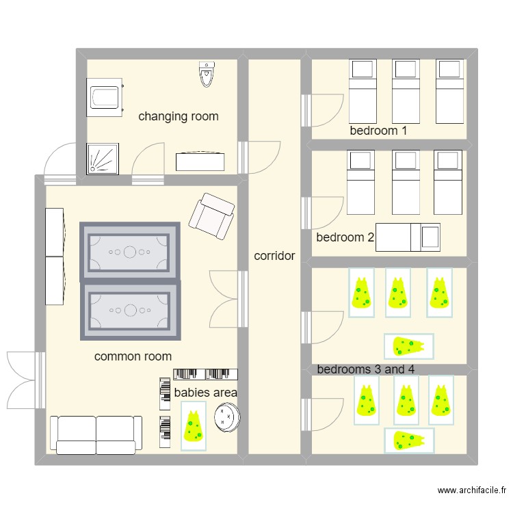 crèche - Plan dessiné par squem