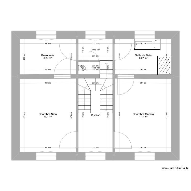 R1 Maison - Plan 6 pièces 66 m2 dessiné par Gautier88