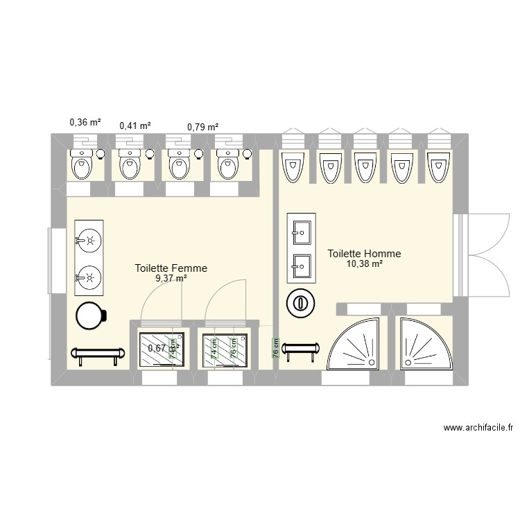 Hôpital privée - Plan 6 pièces 22 m2 dessiné par Jehna