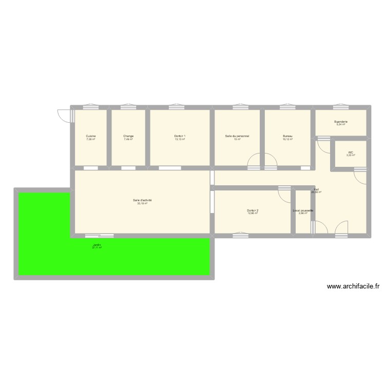 Crèche - Plan 12 pièces 163 m2 dessiné par JuliaP34230