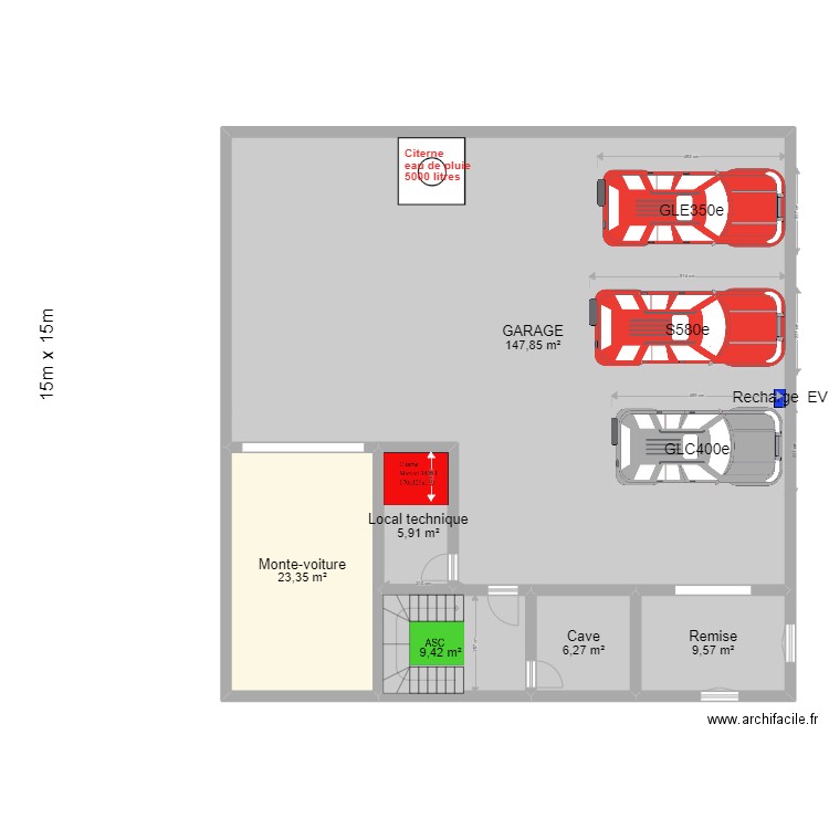 SOUS SOL Monte Voiture - Plan dessiné par bhl