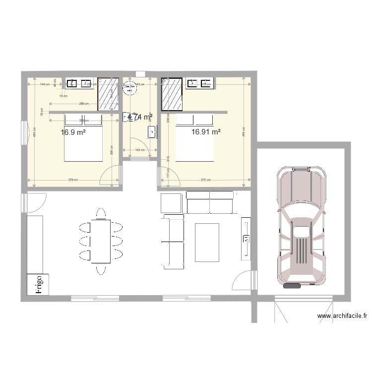mdf - Plan 3 pièces 39 m2 dessiné par Misterz