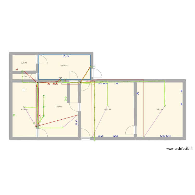 plan eclairage - Plan 7 pièces 91 m2 dessiné par tapersesmarrant