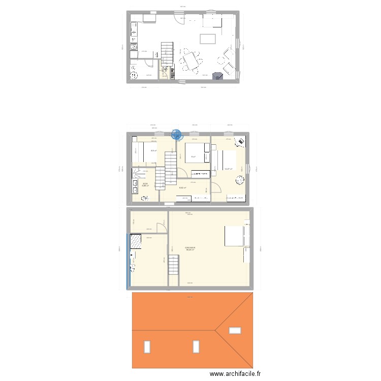 rdc - Plan 7 pièces 105 m2 dessiné par Lucie_VB