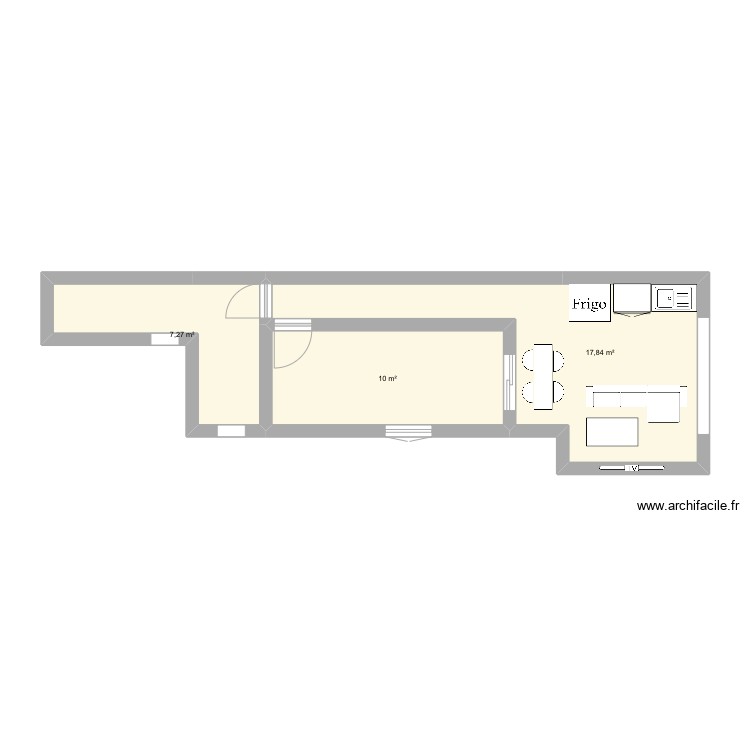 Cuisine baie vitré - Plan 3 pièces 35 m2 dessiné par Morganelbd