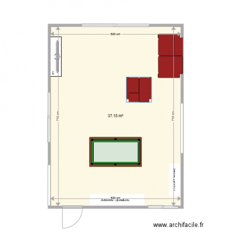 salle avec billard - Plan dessiné par Herven