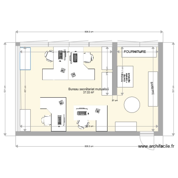 bureau secretariat mutualisé - Plan dessiné par naweksteen