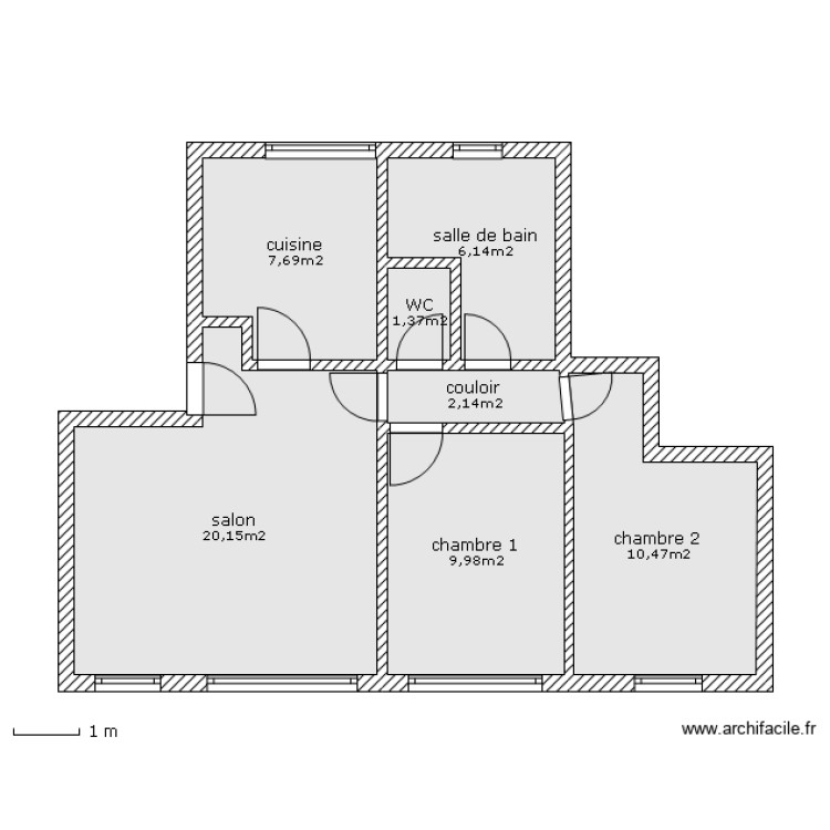 appart F3 - Plan dessiné par tchoco