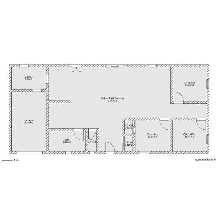 Plan – maison rectangle 1 – Par nabil57400 ️ | ArchiFacile