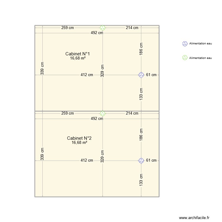 cab1 et cab2 mut de Dole - Plan 2 pièces 33 m2 dessiné par AV2S