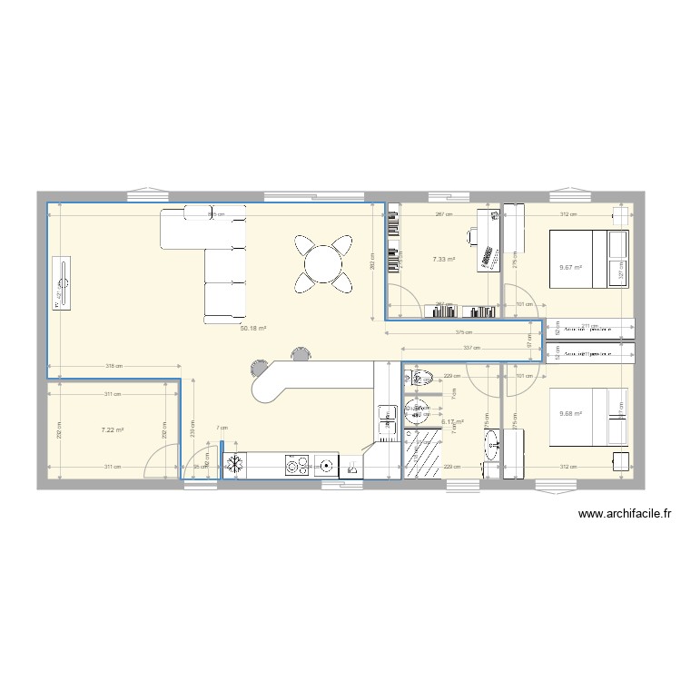 Plan – Plein pied F4 – Par nateka ️ | ArchiFacile