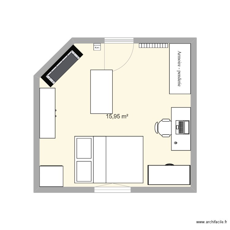 studio 16m2 - Plan 1 pièce 16 m2 dessiné par danieldn