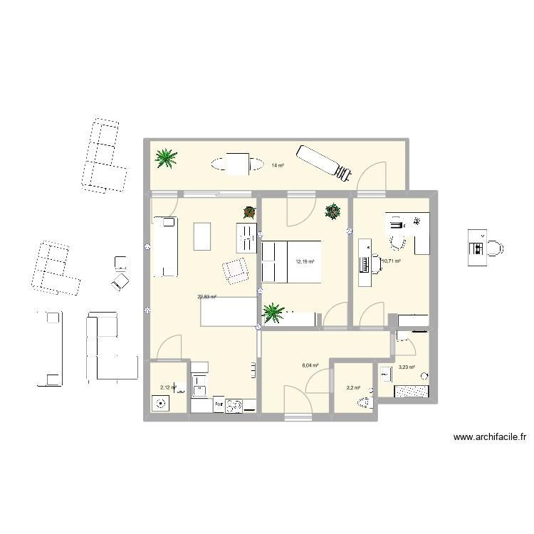 APPART - Plan 8 pièces 75 m2 dessiné par Ludietmax