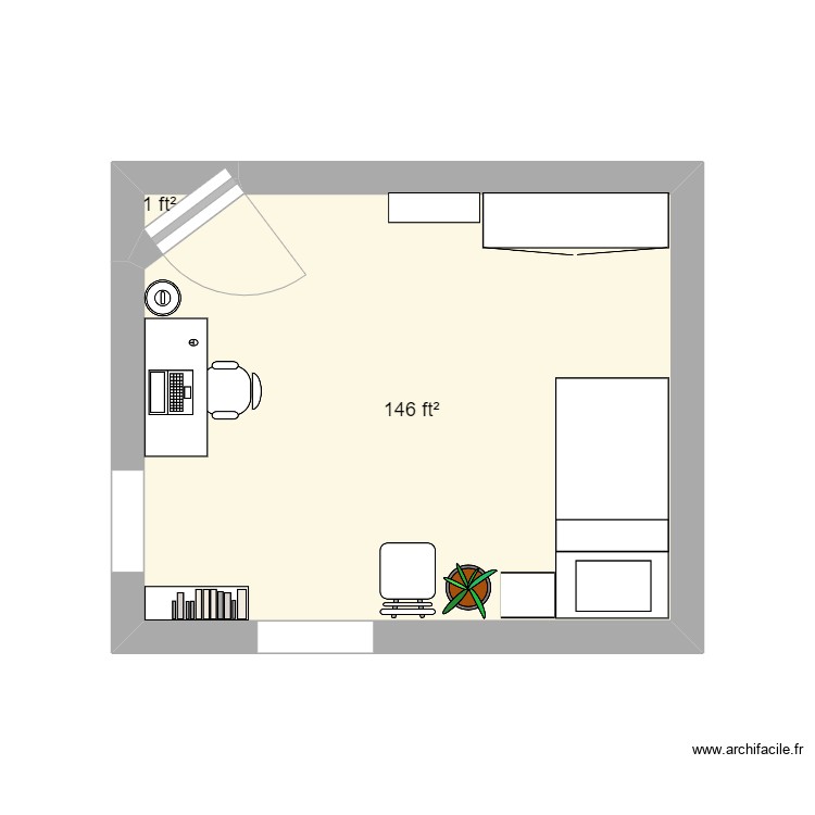 My Room - Plan 2 pièces 14 m2 dessiné par Carmen Appelblom