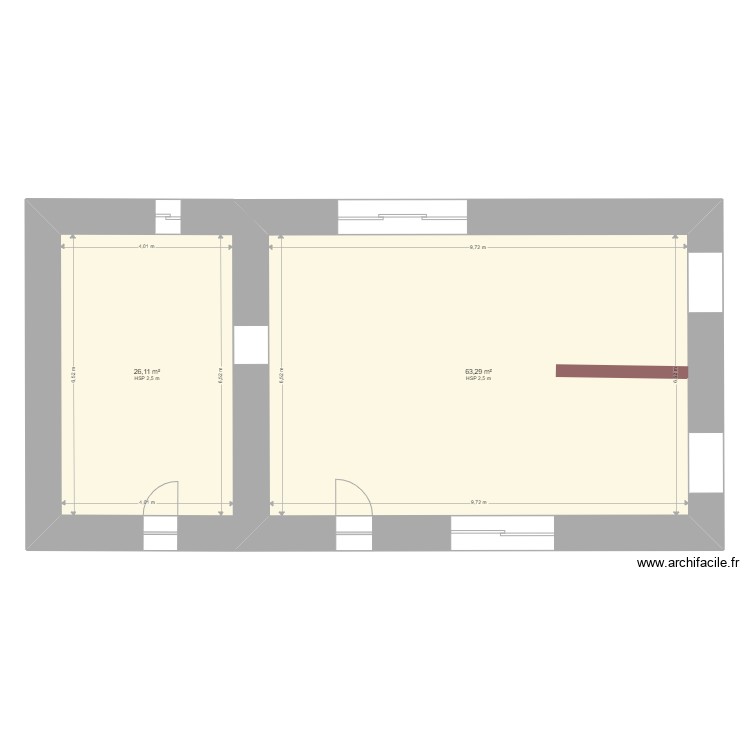 plan 2 - Plan 2 pièces 89 m2 dessiné par patlarou