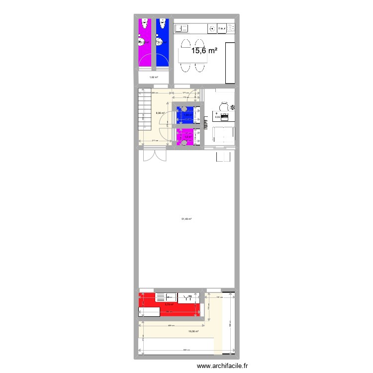 Plan – Plonge, espace de stockage, wc, casier, bureaux – Par bkhselim ️ ...