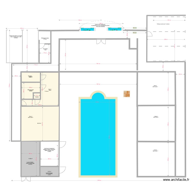 plan de l'ensemble - Plan 6 pièces 77 m2 dessiné par Renealain343