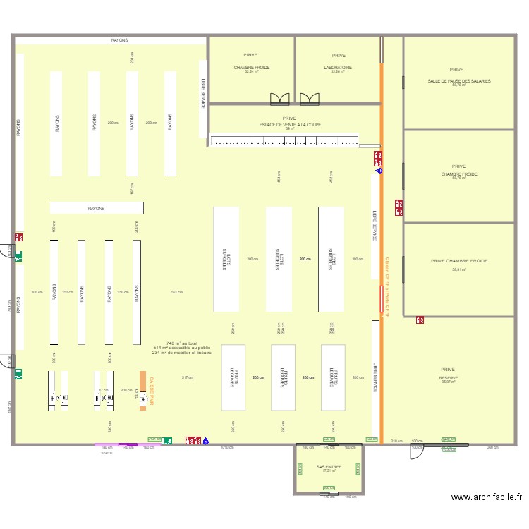 SUPERMARCHE AV MARKET APRES TRAVAUX - Plan dessiné par ERPexpertise