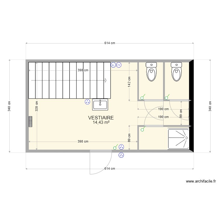 vestiaire - Plan dessiné par AROEYSINES