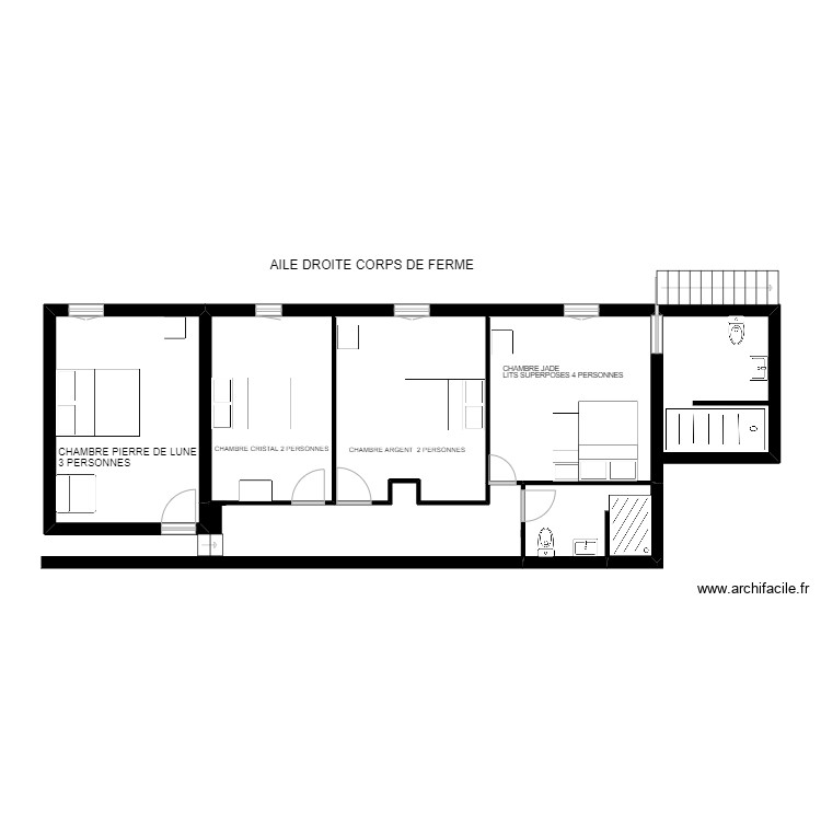 Plan – AILE DROITE : CORPS DE FERME – Par DORTOIR ️ | ArchiFacile