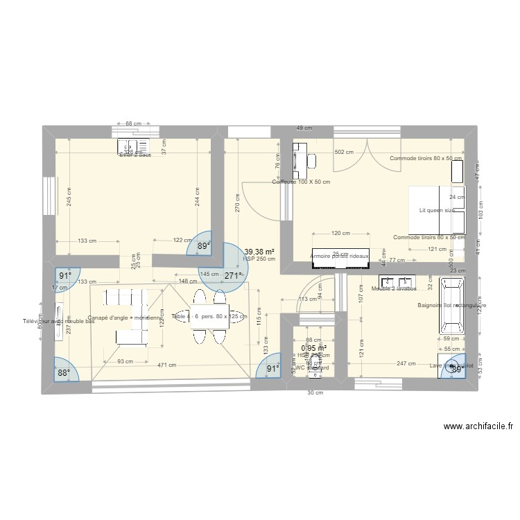 plan 40m2 - Plan dessiné par jd service