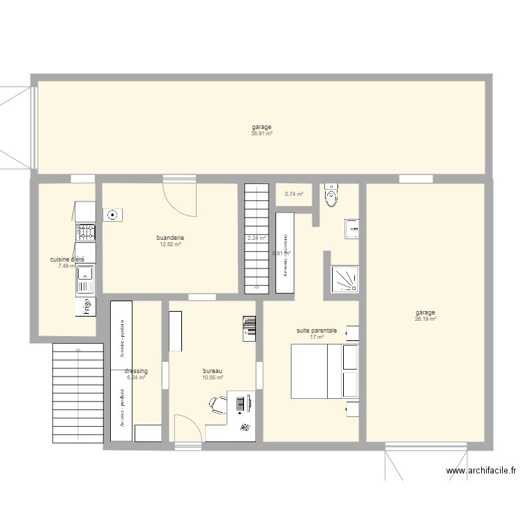 plan maison rdc - Plan dessiné par camille2702