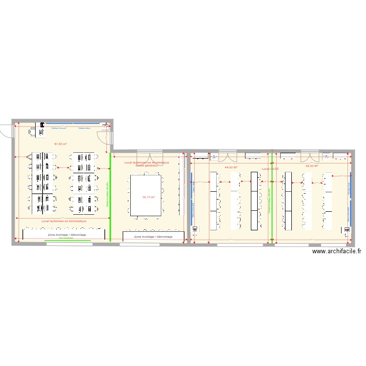 local technicien en informatique - Plan dessiné par cvol