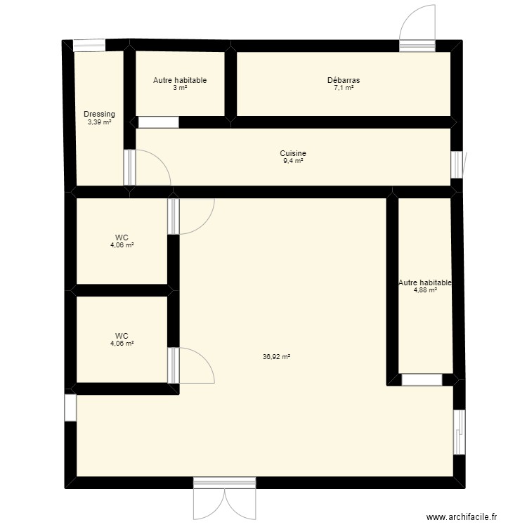 Pat'ouch - Plan 6 pièces 73 m2 dessiné par D a n n y