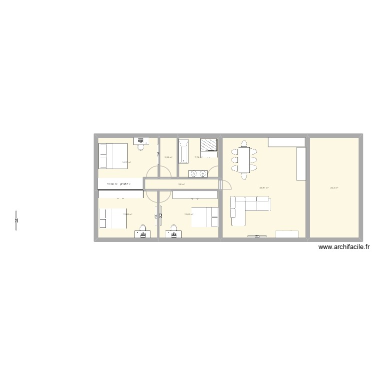 T4 110m2 - Plan 7 pièces 97 m2 dessiné par Nicofamille